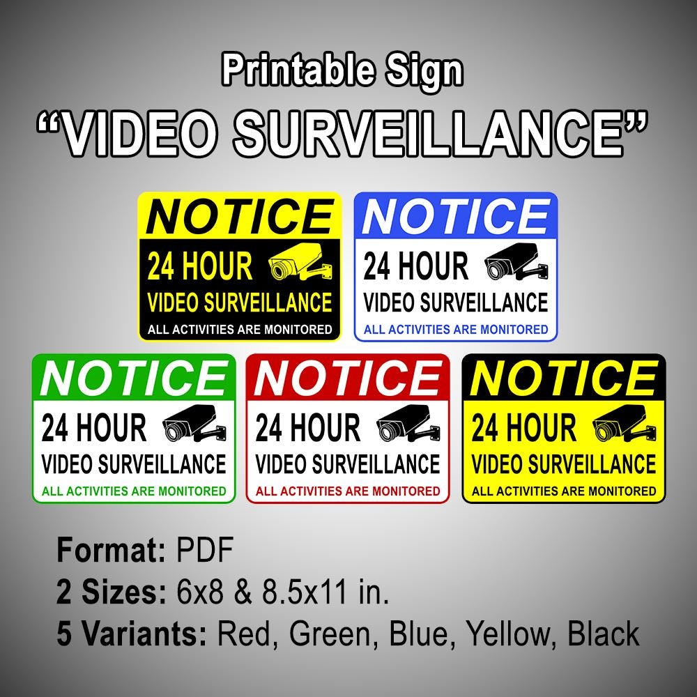 Printable Sign video Surveillance Digital File - Etsy