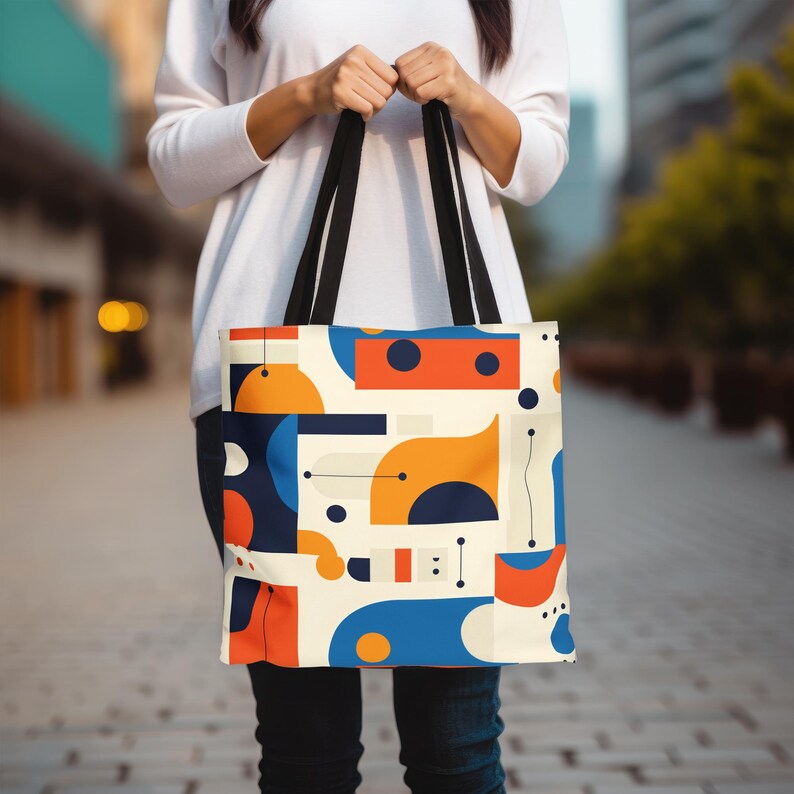 Abstract Geometry Tote Bag: Modern Art Tote, Geometric Pattern Shoulder ...