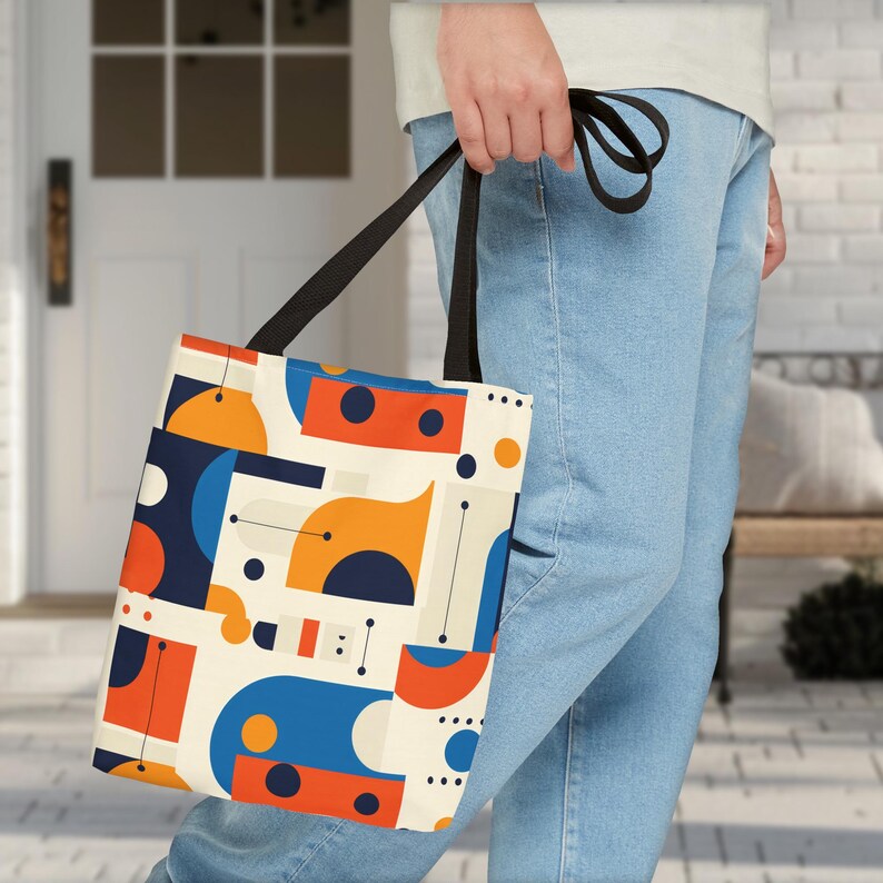 Abstract Geometry Tote Bag: Modern Art Tote, Geometric Pattern Shoulder ...
