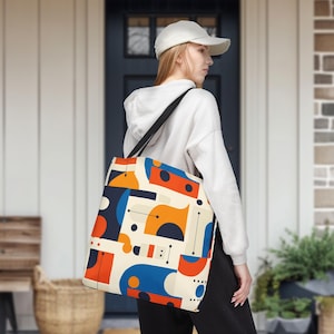 Abstract Geometry Tote Bag: Modern Art Tote, Geometric Pattern Shoulder ...