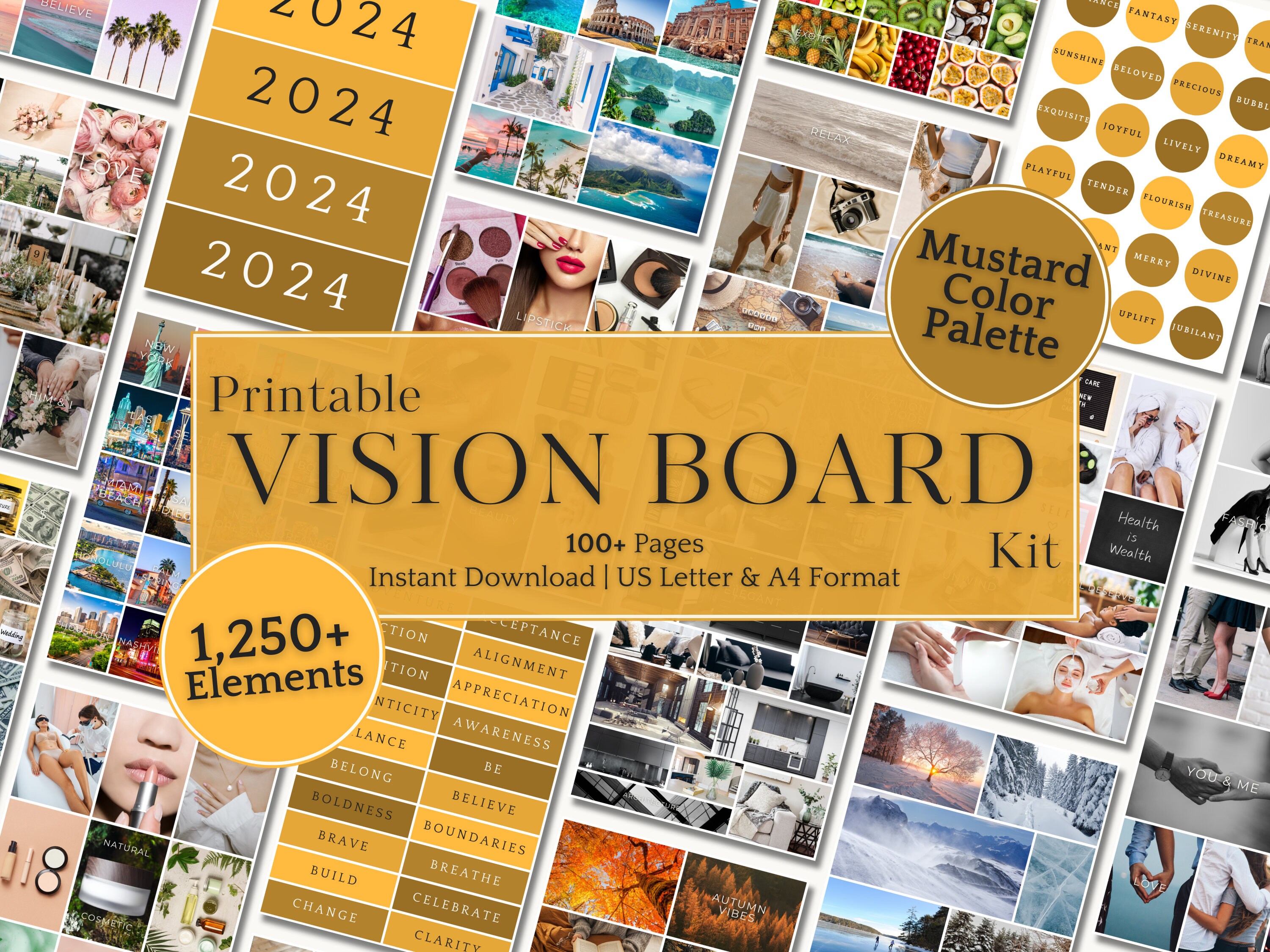 Printable Vision Board PDF Kit for Women 2024 / 2025 Inspiring Images ...