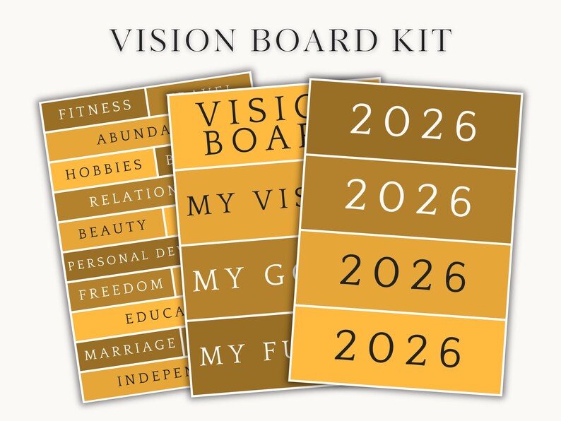 2026 Vision Board Kit Mustard - Printable PDF With 1,259+ Images ...