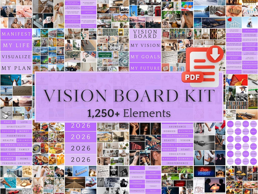 2026 Vision Board Kit Violet - Printable PDF With 1,259+ Images ...