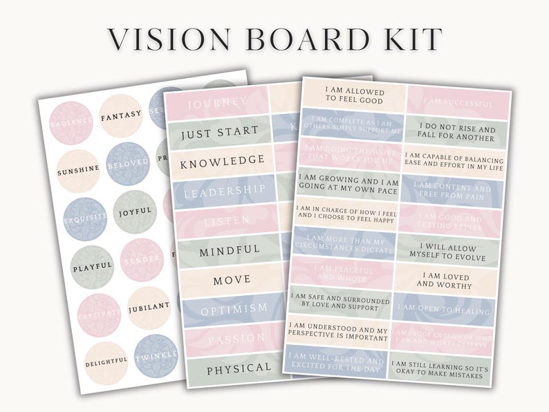 2026 Vision Board Kit Pastel - Printable PDF With 1,259+ Images ...