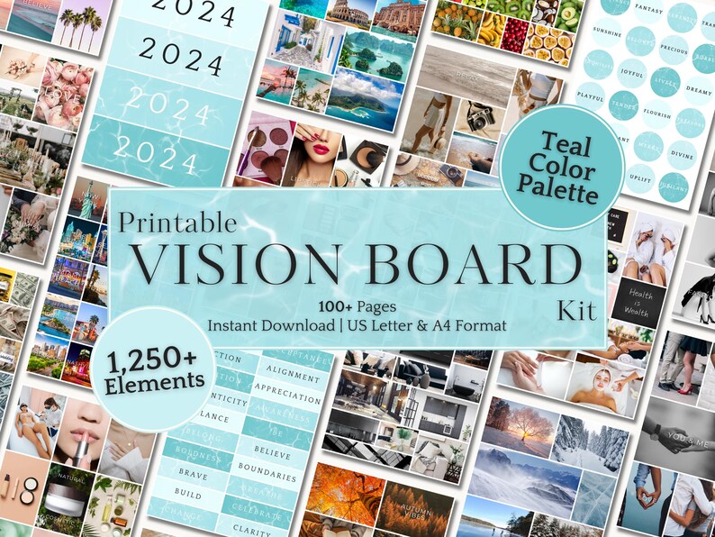 Printable Vision Board PDF Kit for Women 2024 / 2025 Inspiring Images ...