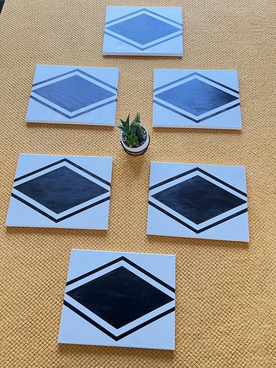 Hand Painted Imigongo Canvas Art: Black & White Set, Made in USA - Etsy