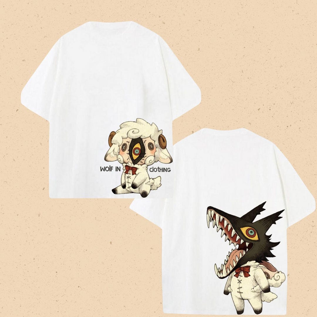 Cute Wolf in Sheep's Clothing T-shirt Unique Double-sided Cartoon ...