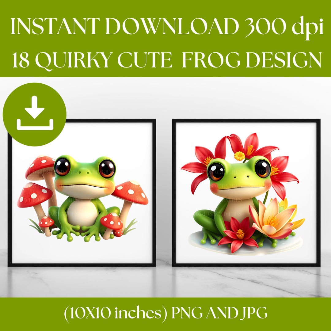 18 Quirky Frogs, Frog Design, Frog Decor, Frog Clipart, Frog Art ...