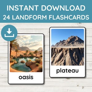 24 Landforms Montessori Flashcards for Kids | Real Pictures | Earth ...