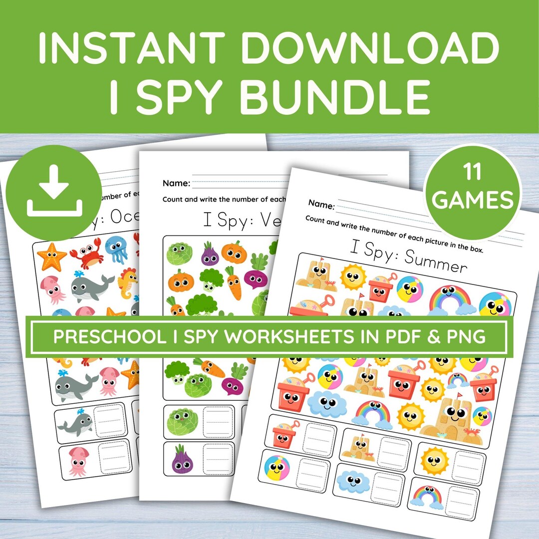 11 Pages-i Spy Activity Bundle Printable for Kids Fruits, Vegetables ...