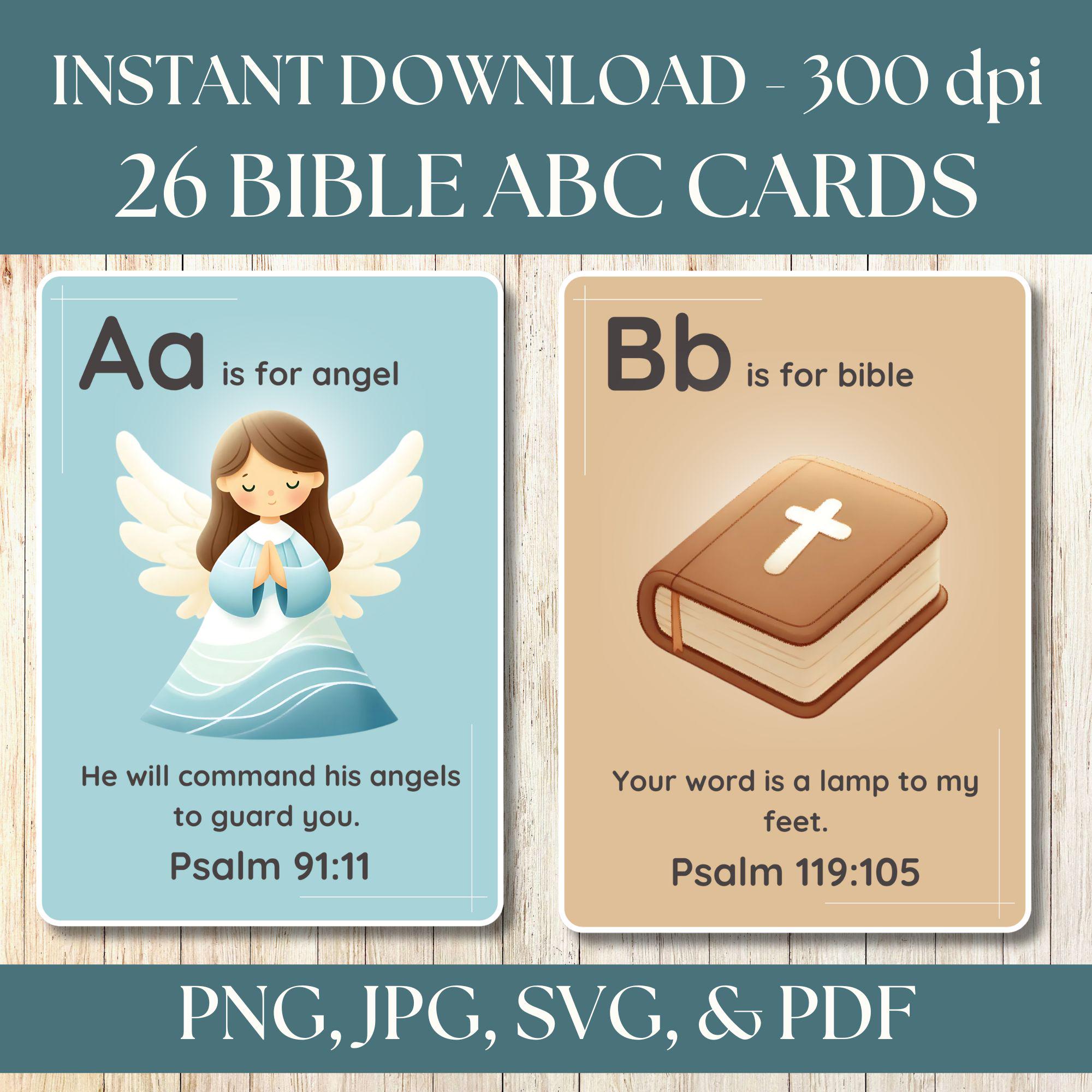 Bible ABC Flashcards for Kids, Montessori Inspired Bible Alphabet Cards ...