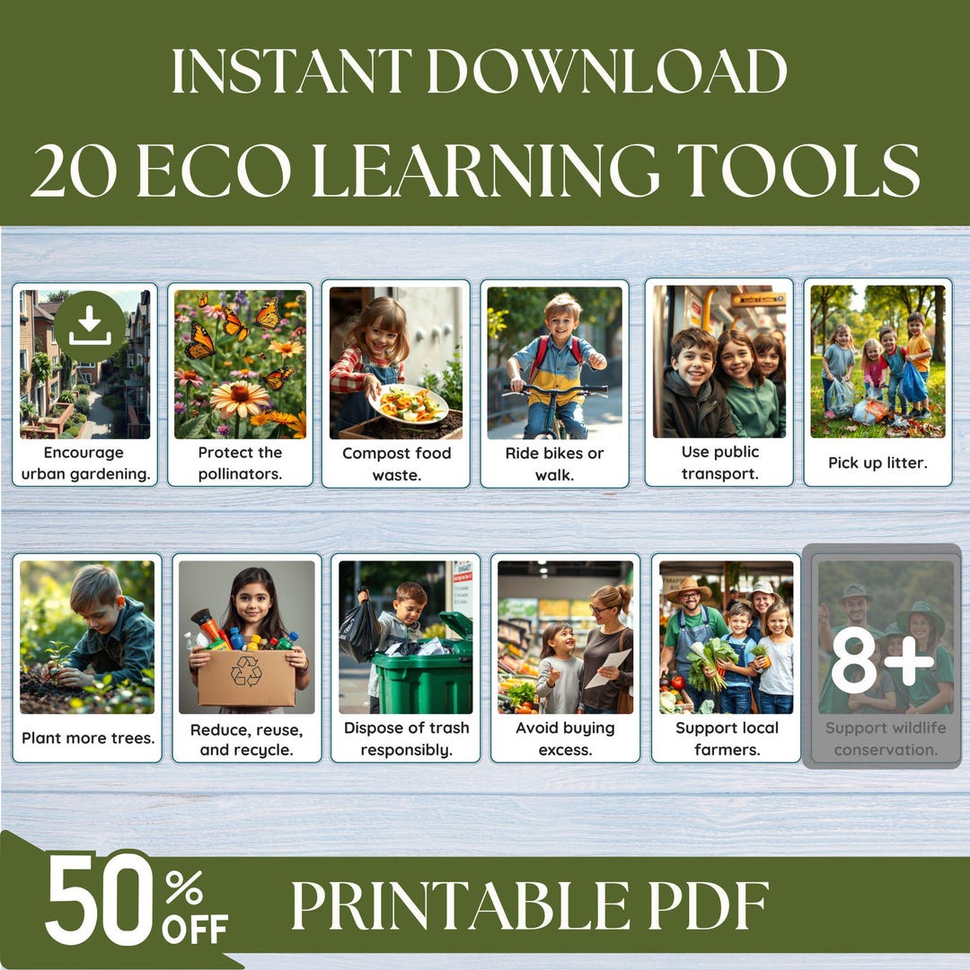 20 Ways to Care for Environment Cards, Earth Day Cards, Montessori ...