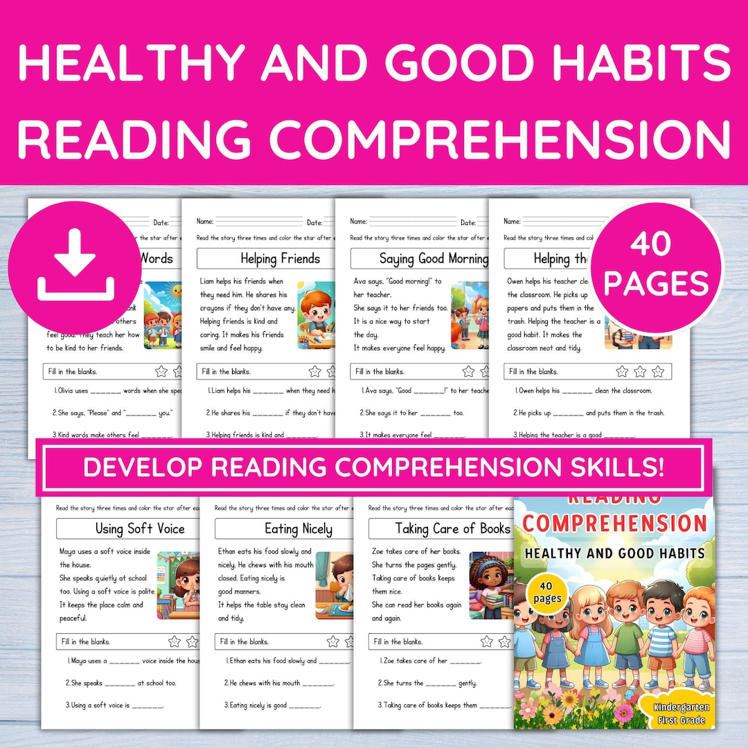 40 Good Habits Reading Comprehension Activities for Kids, Homeschooling ...