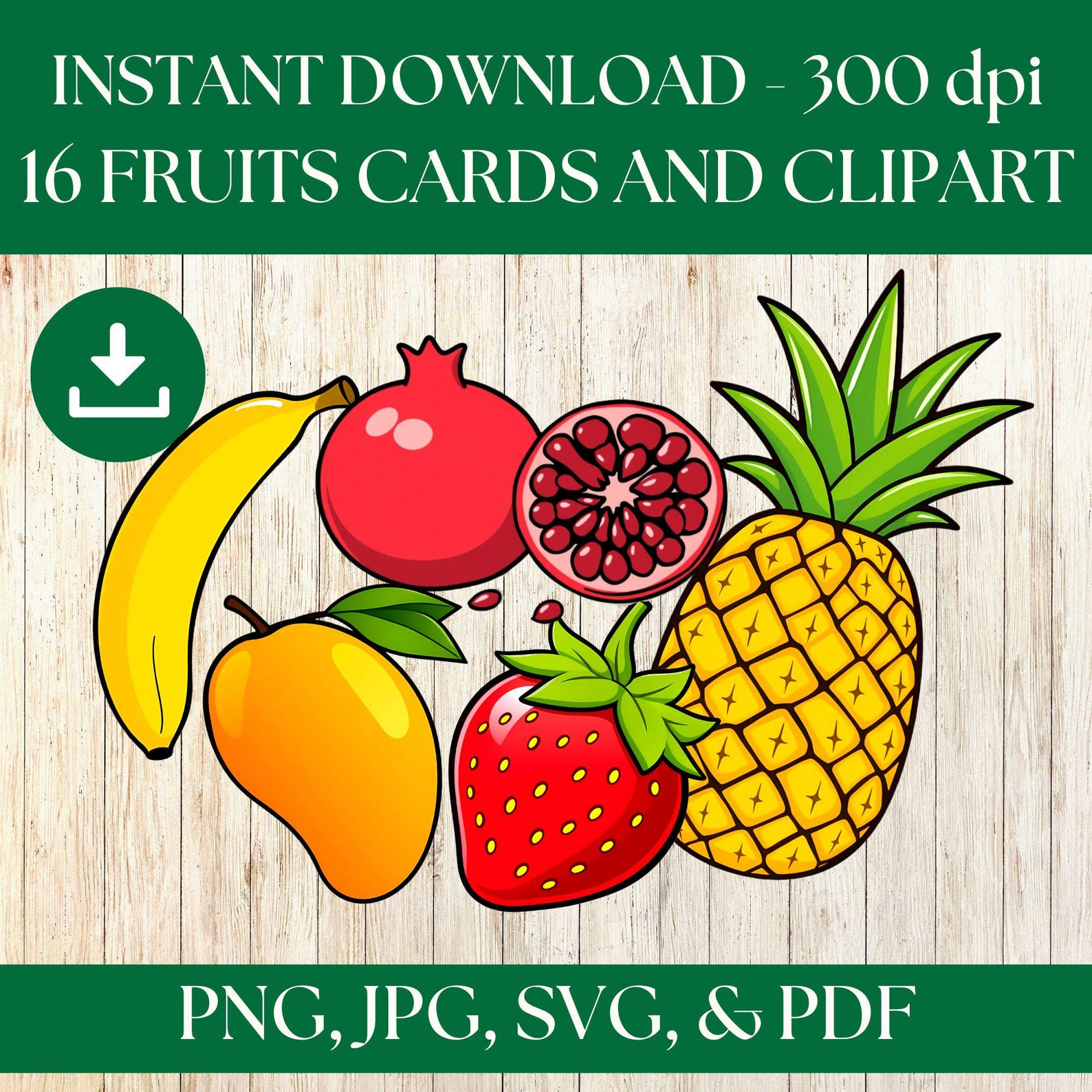 Fruit Flashcards, Fruits Clipart, Fruits PNG, Montessori Flashcards ...