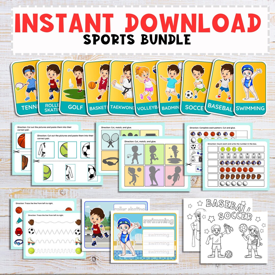 Sports Worksheets for Kids, Sports Preschool Curriculum, Sports Bundle ...