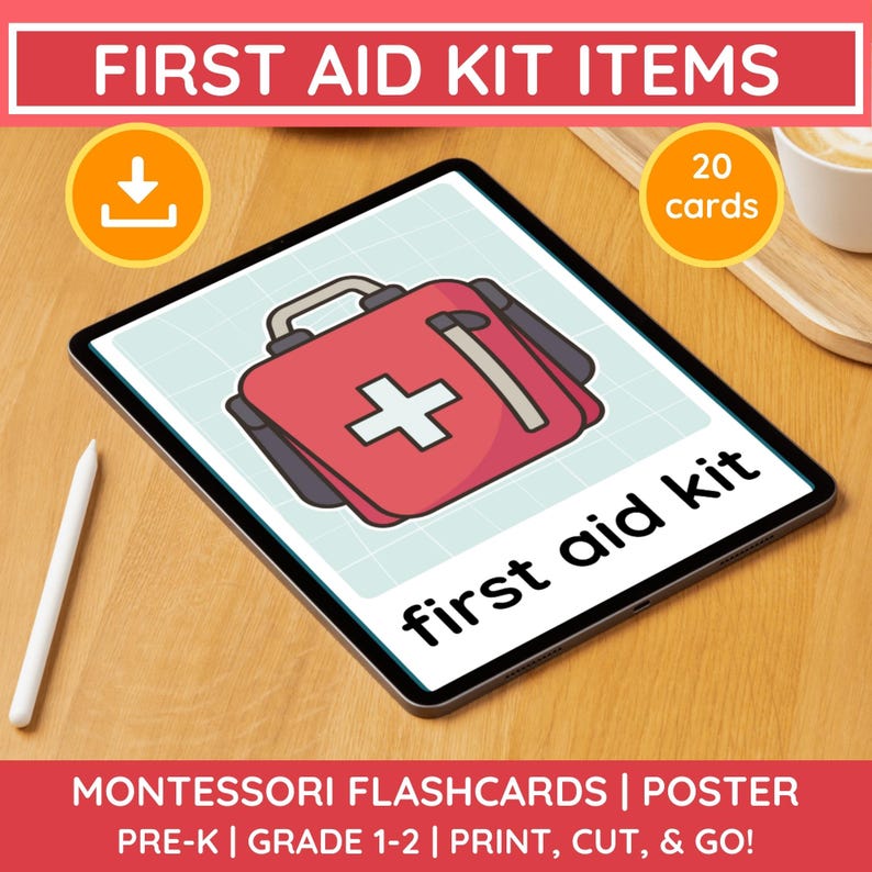 First Aid Flashcards for Kids: Montessori Safety Learning (printable ...