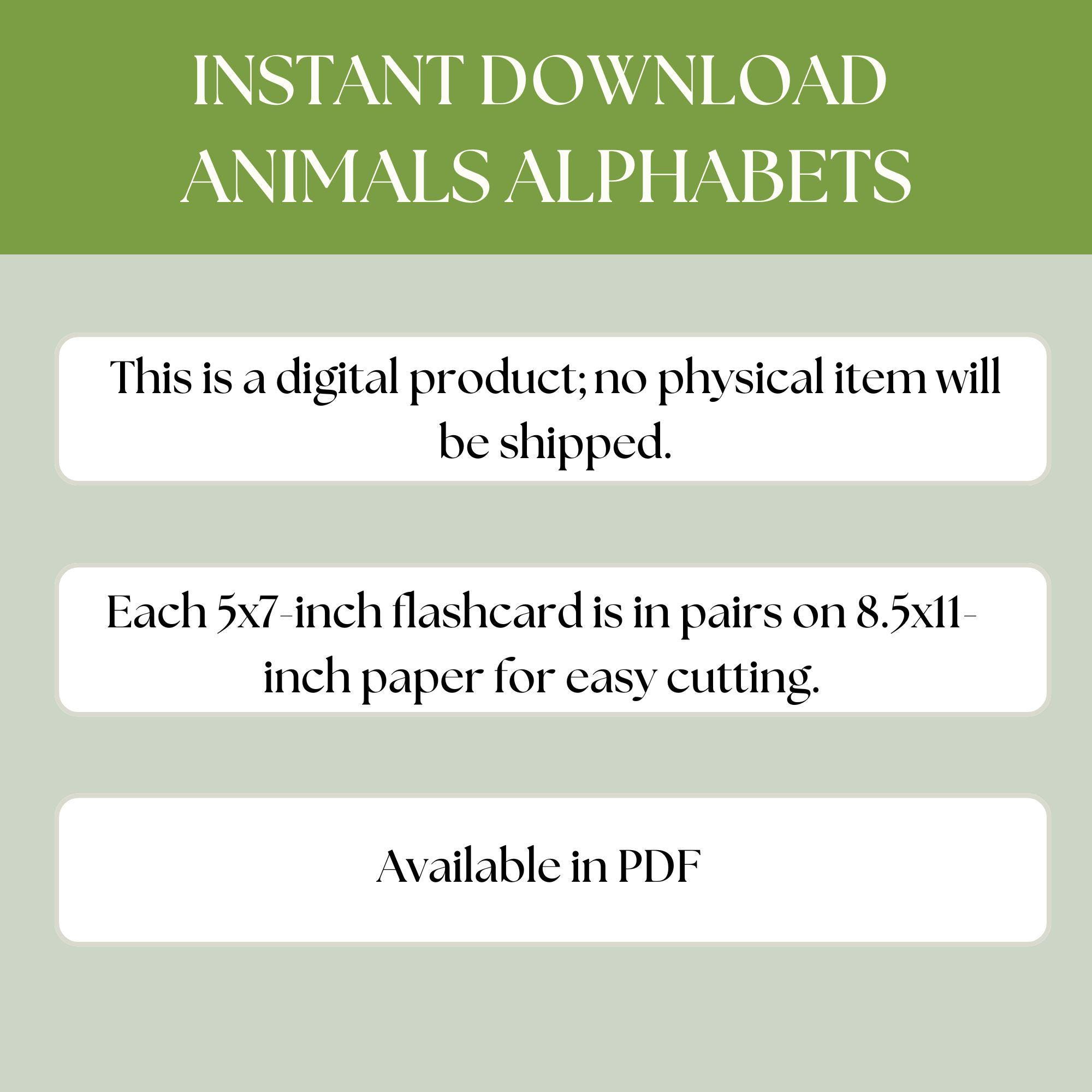 Animal Alphabets, Alphabets Letters, Printable Montessori, Flashcards ...