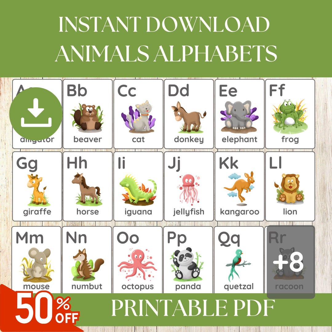 Animal Alphabets, Alphabets Letters, Printable Montessori, Flashcards ...