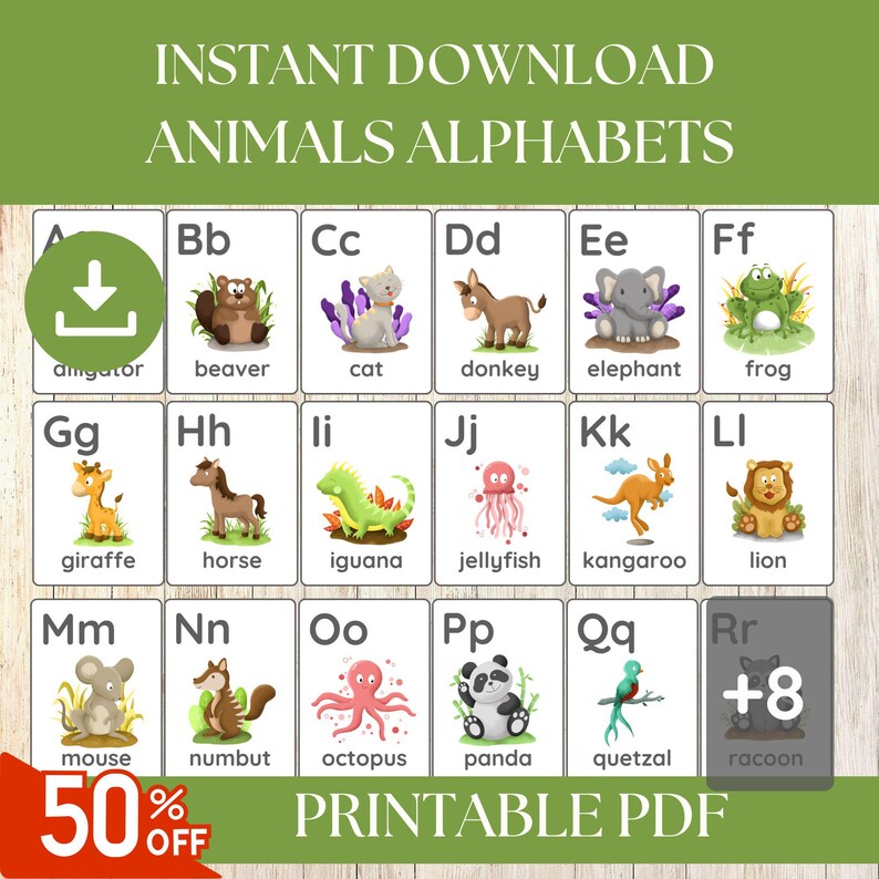 Animal Alphabets, Alphabets Letters, Printable Montessori, Flashcards ...