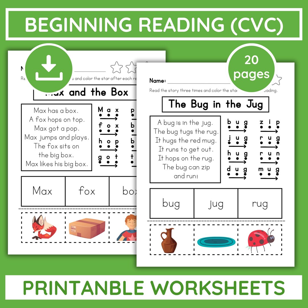 CVC Phonics Reading Passages: Kindergarten Decodable Stories (PDF ...