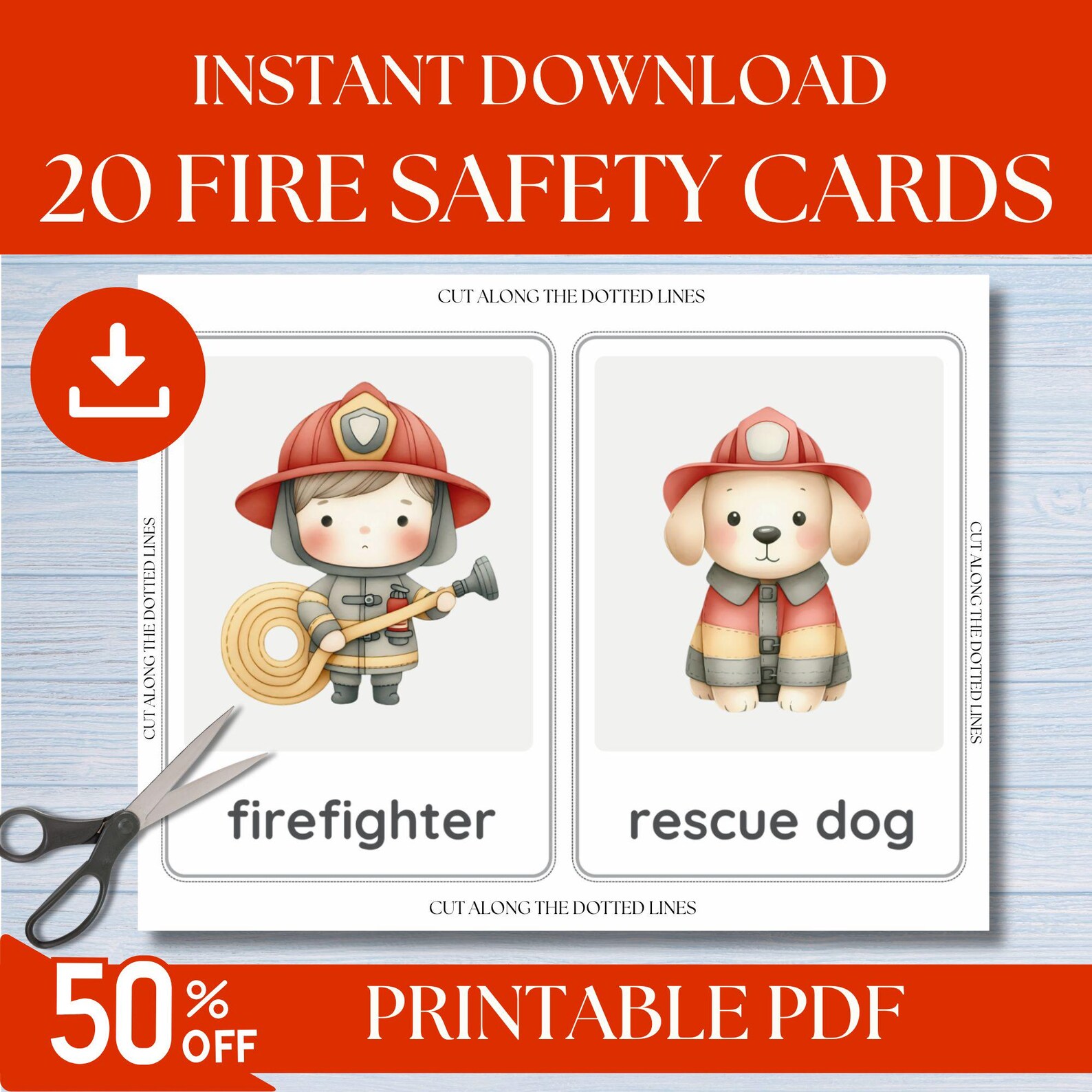 Watercolor Fire Safety Flashcards: Montessori Learning Cards (PDF ...