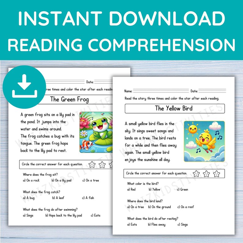 Reading Comprehension Worksheets: Short Stories & Questions, Prek-grade ...