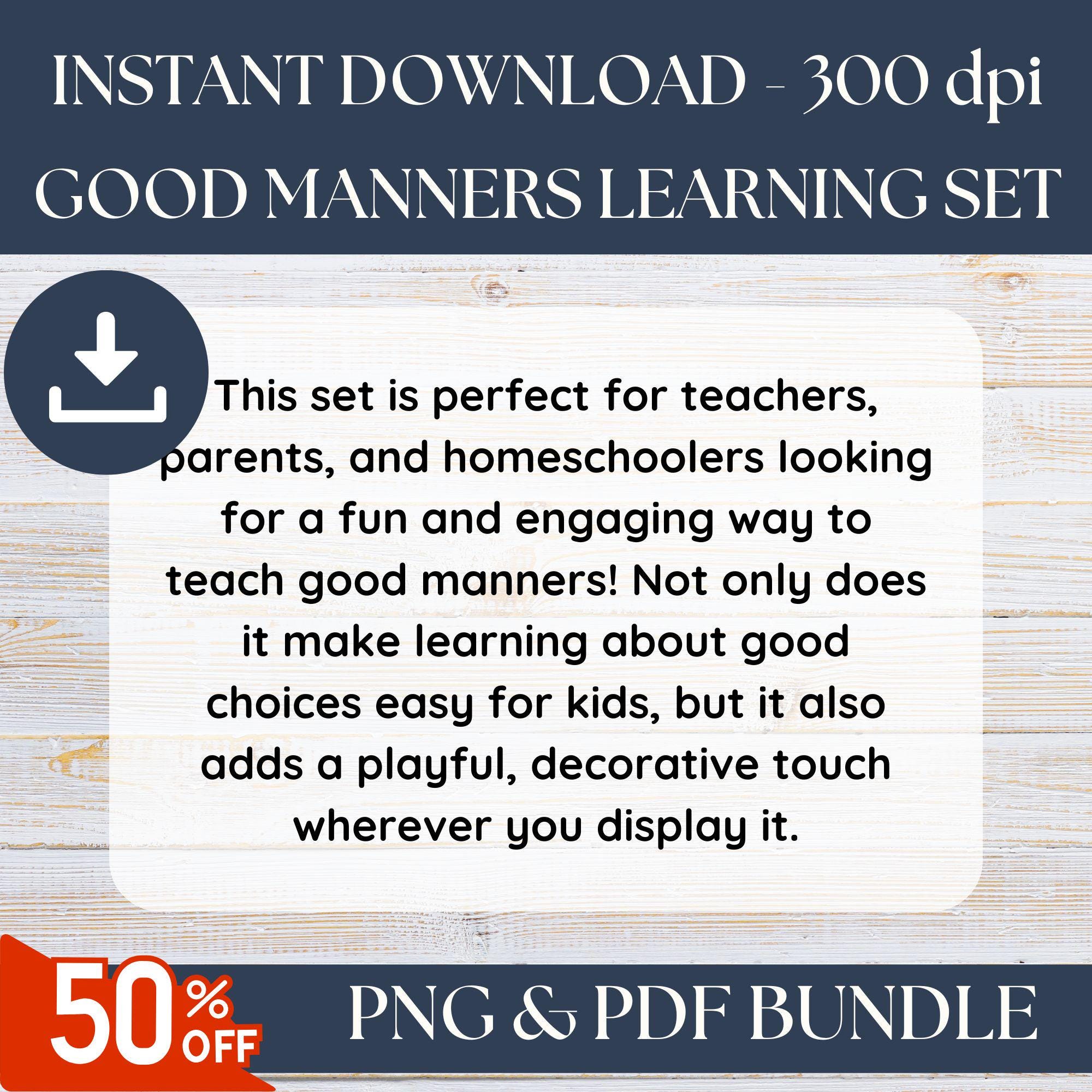 Good Manners, Classroom Rules, Good Kid, Montessori Poster Set, Clipart ...