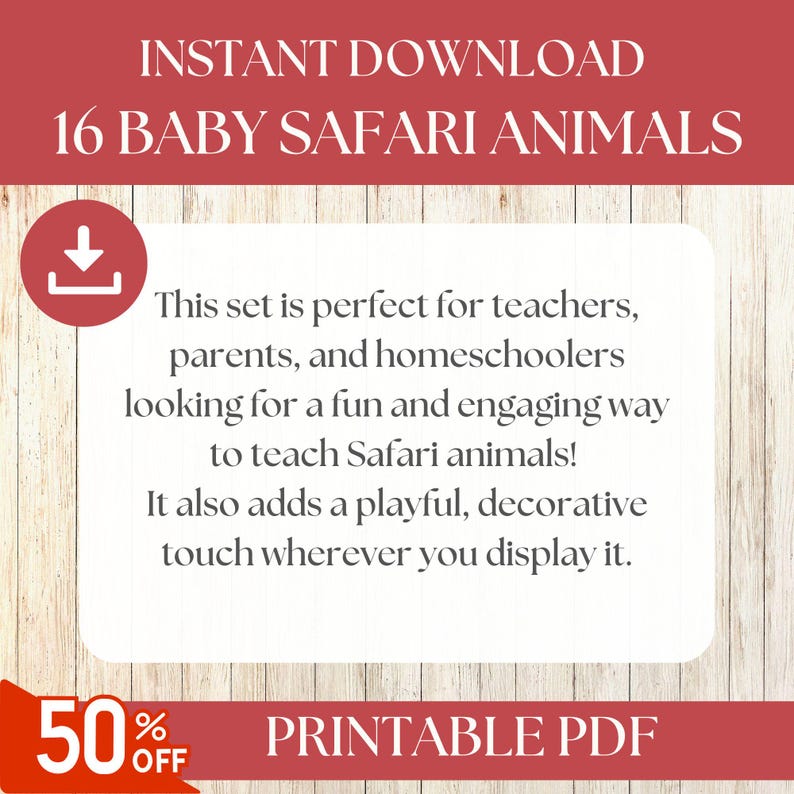 Safari Animals Flashcards, Printable Montessori Materials, Homeschool ...