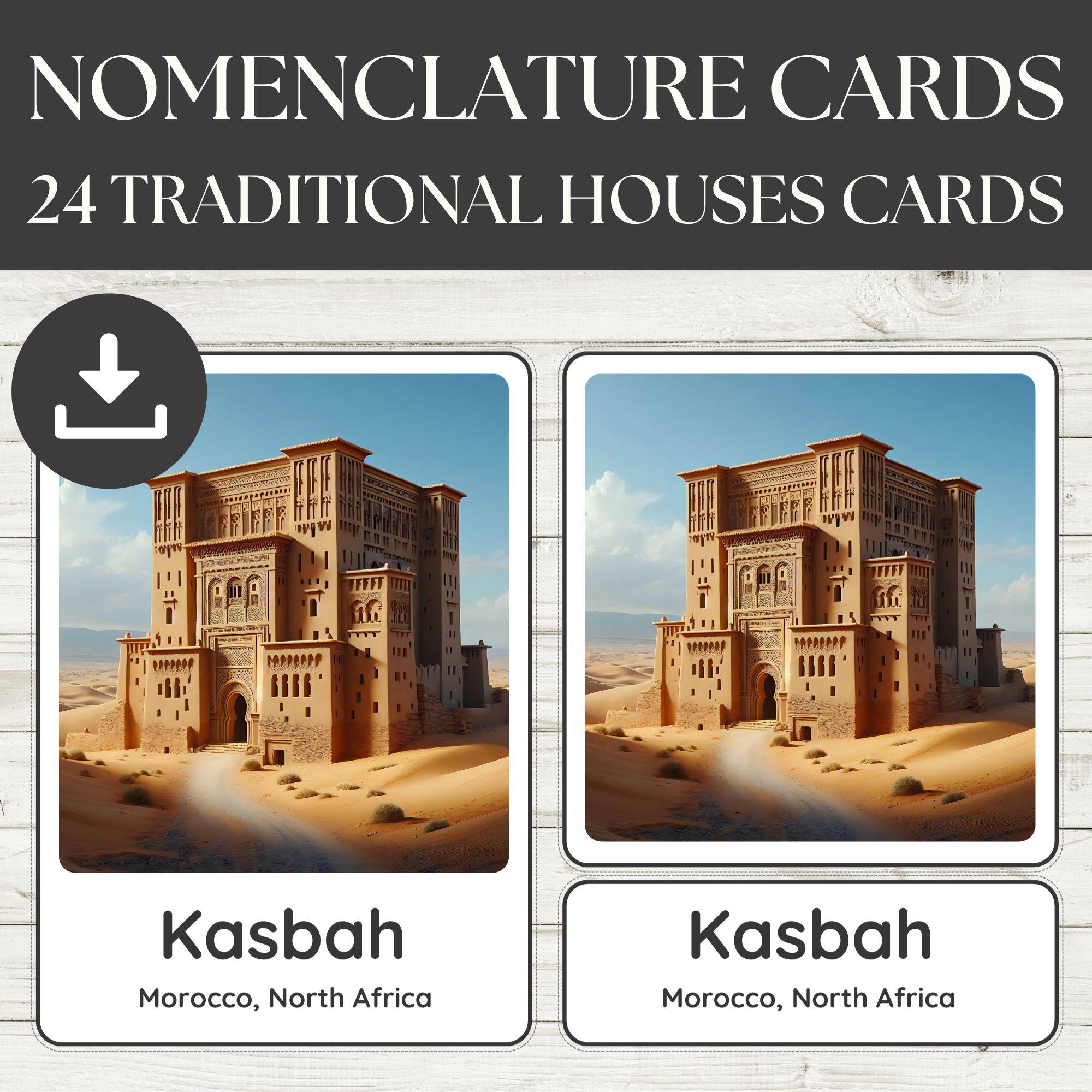 24 Traditional Houses Around the World Flashcard for Kid, Montessori ...