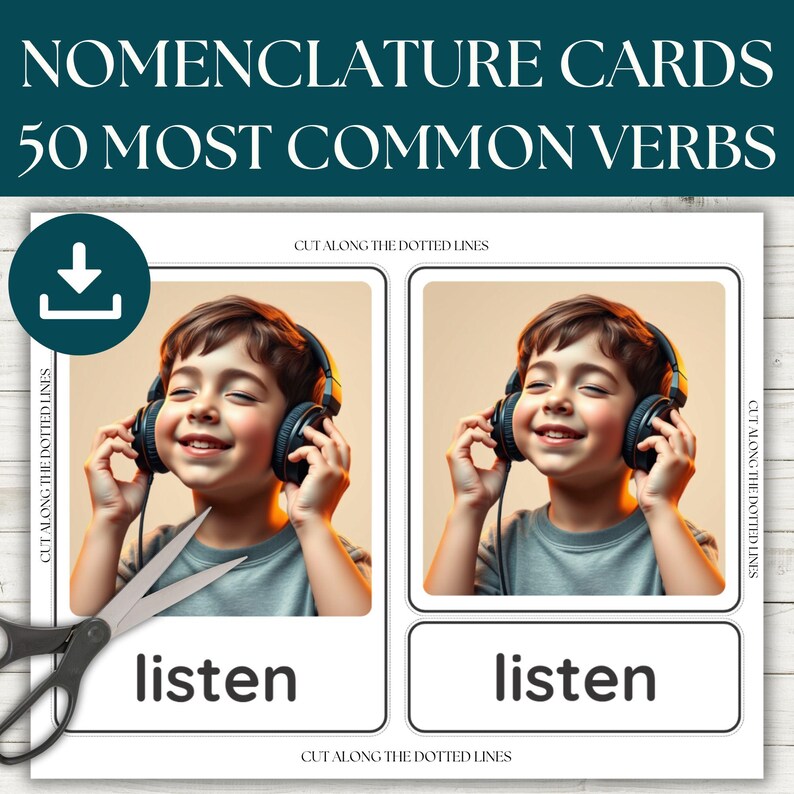 50 Most Common Action Verbs Flashcards for Kids, ESL Action Verbs ...