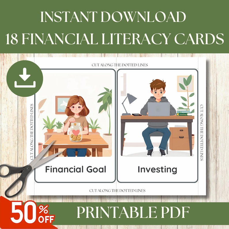 18 Financial Literacy Flashcards for Kids, Montessori-inspired Money ...