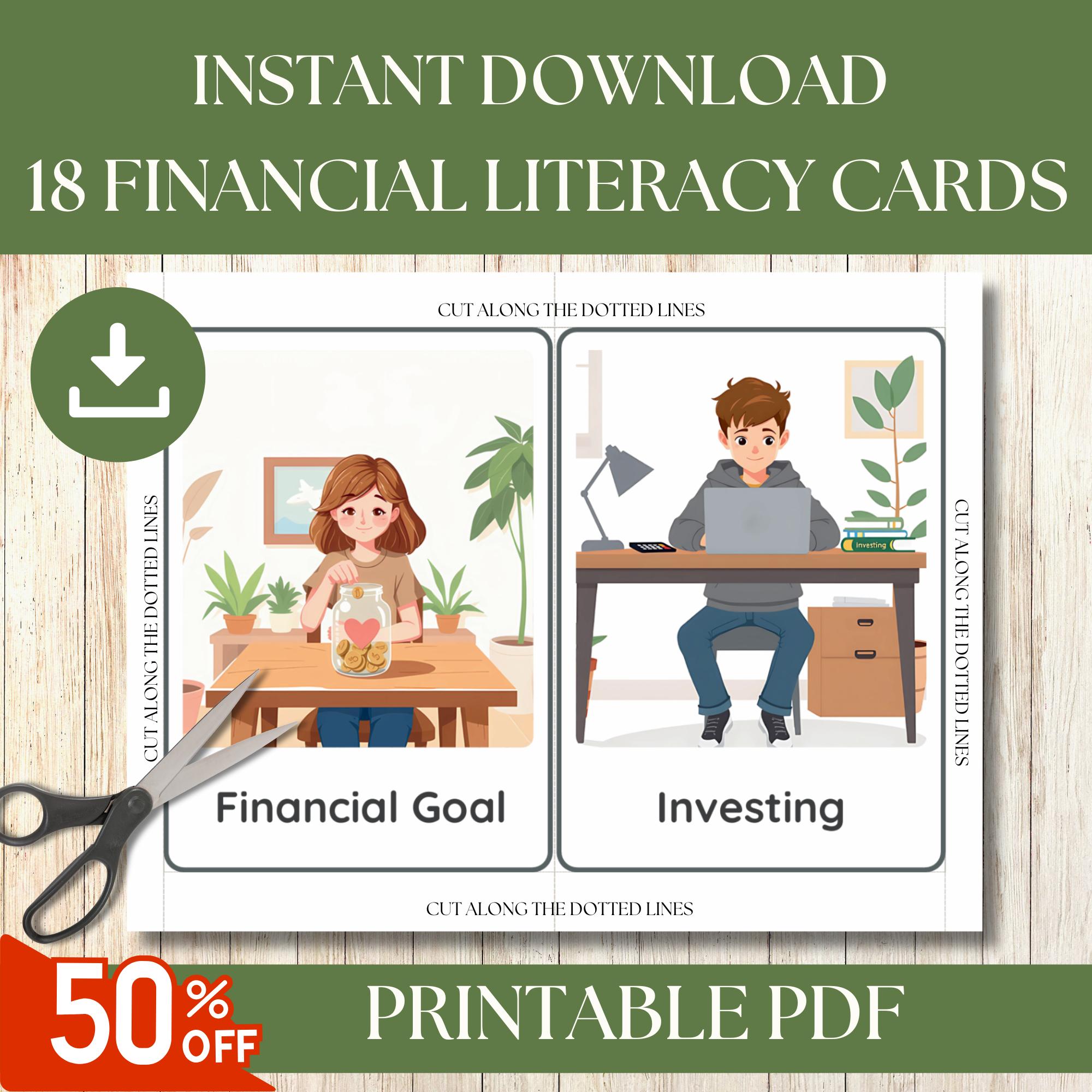 18 Financial Literacy Flashcards for Kids, Montessori-inspired Money ...