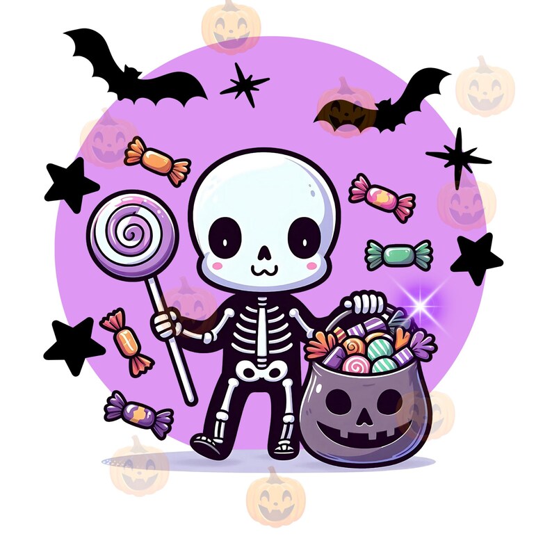 Cute Skeleton, Trick or Treat, Halloween, PNG, SVG, for Kids, Candies ...