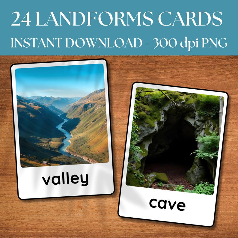 Landforms, Landforms Flashcards for Kids, Landform Cards Montessori ...