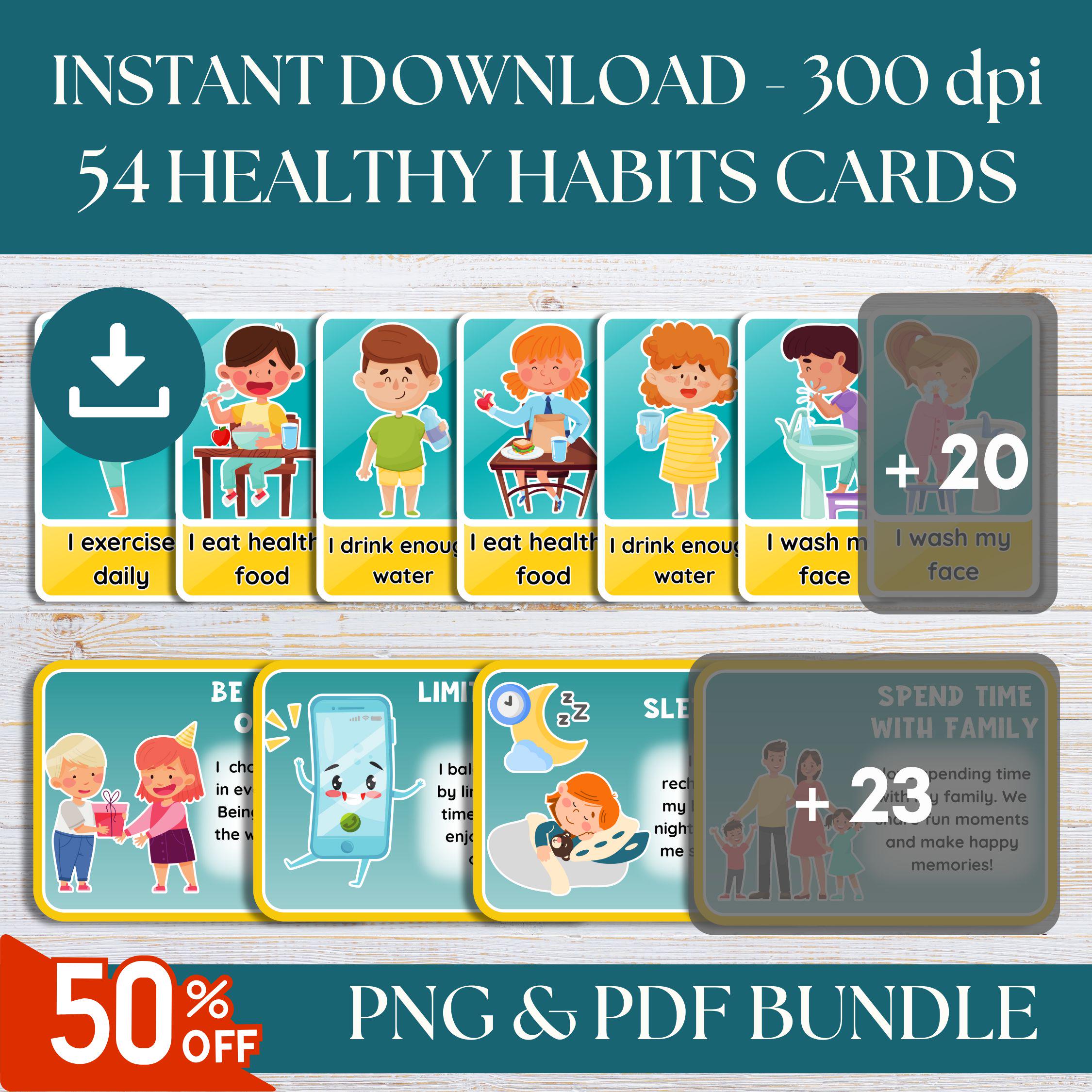 Healthy Habits Flashcards for Kids, Healthy Habits, Healthy Routines ...