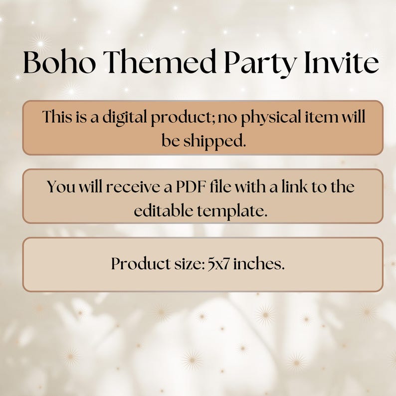 Boho Party Invitation, Boho Birthday Party Invitation, Boho Chic ...