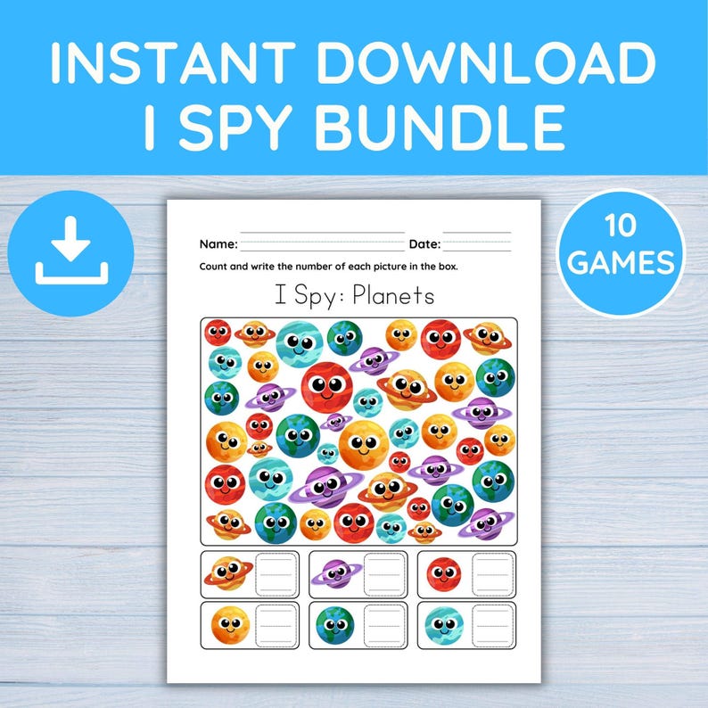I Spy Printable Activity for Kids 10 Seek and Find Worksheets PDF ...