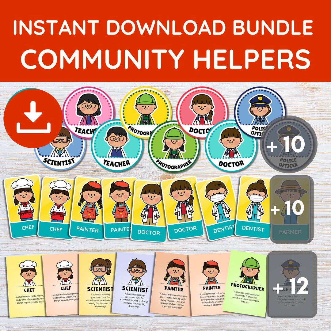 Community Helpers Printable Pack for Kids, Flashcards, Posters ...