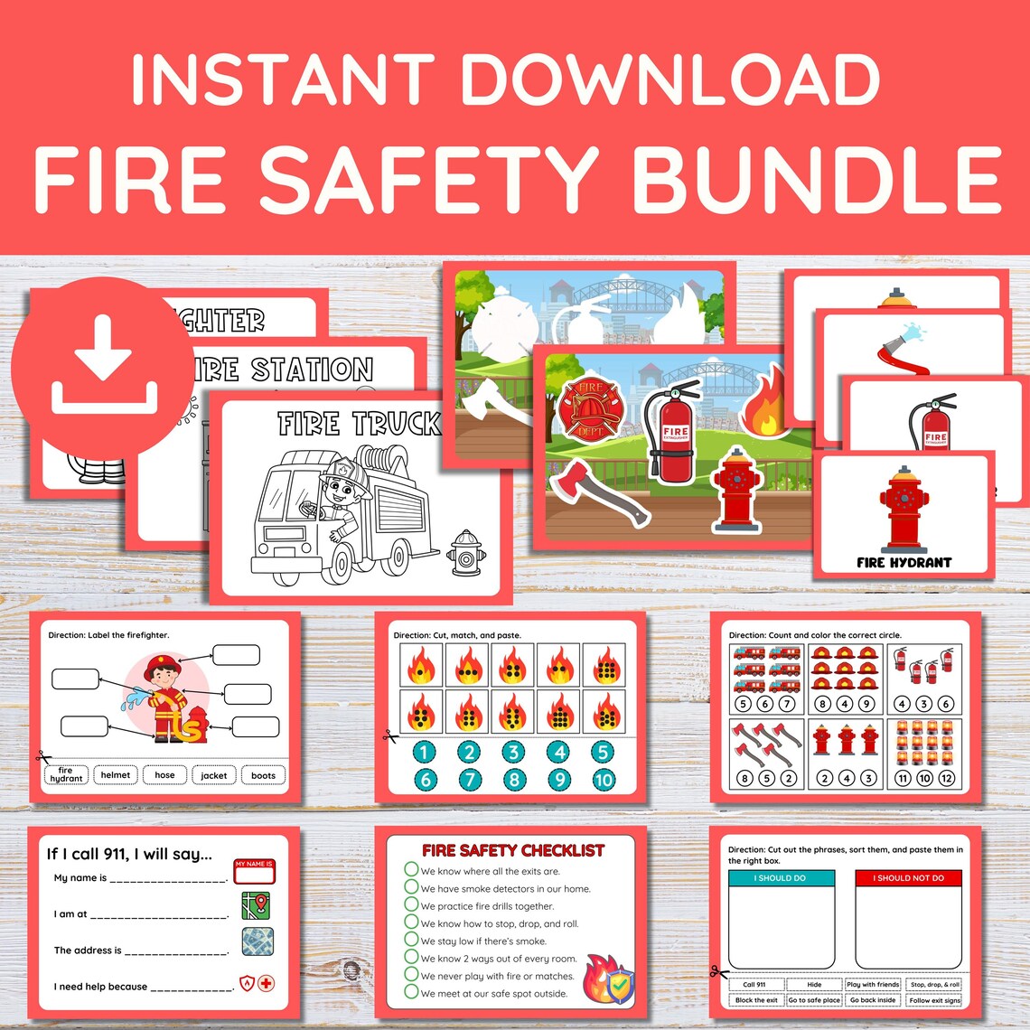 Fire Safety, Fire Safety Worksheets for Kids, Fire Prevention ...