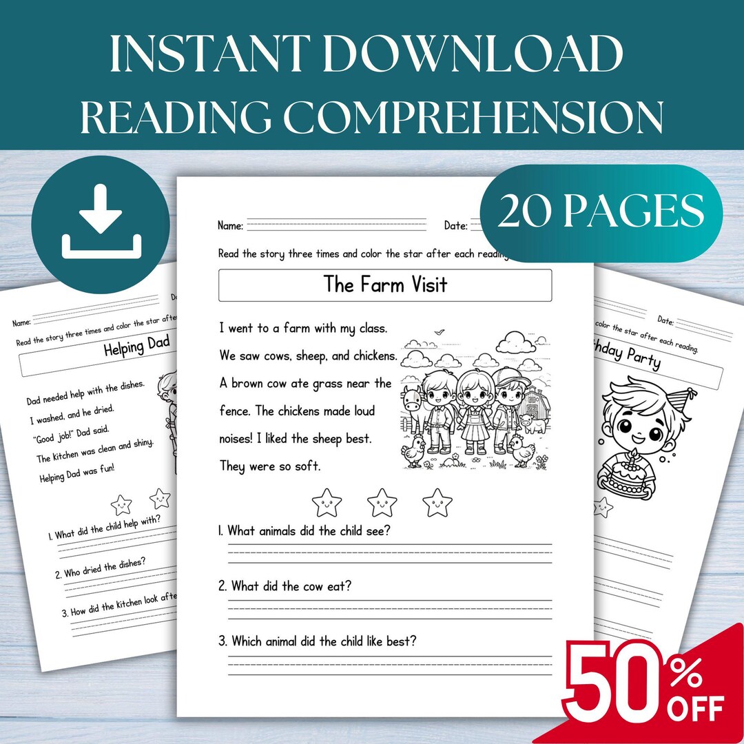 20 Reading Comprehension Worksheets, Short Stories With Questions ...