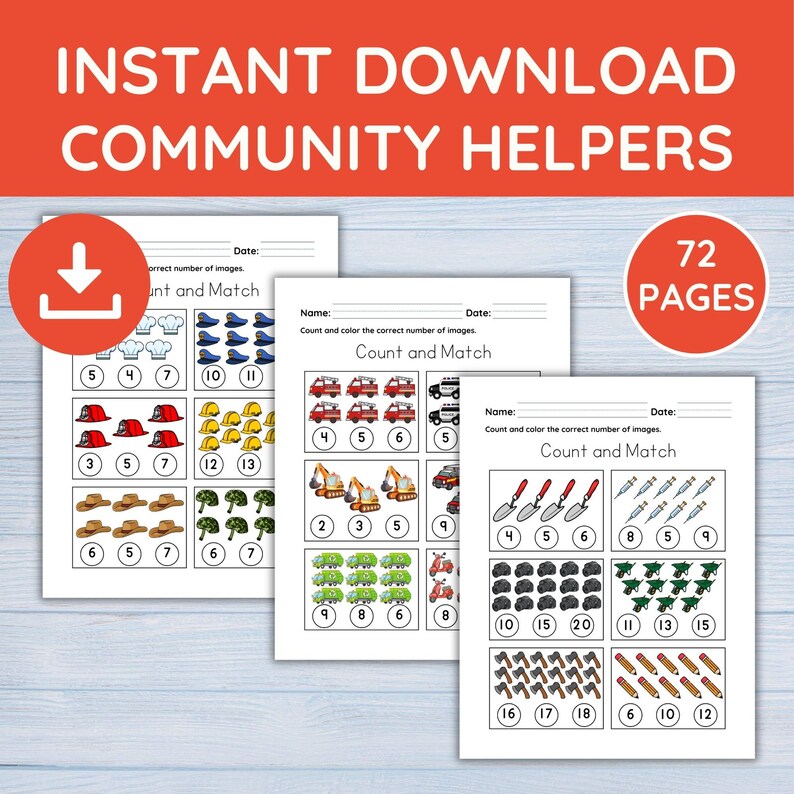 Community Helpers Preschool Worksheets: 72-page Learning Pack (PDF ...