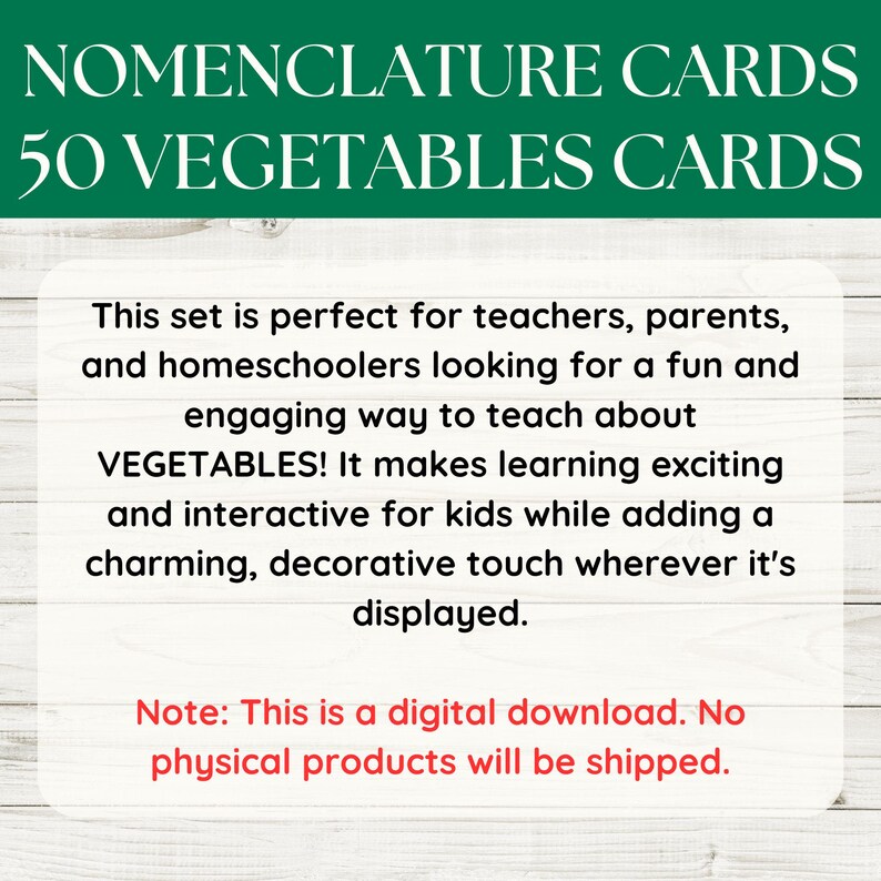 50 Montessori Vegetable Flashcards With Real Photos Printable 3-part ...