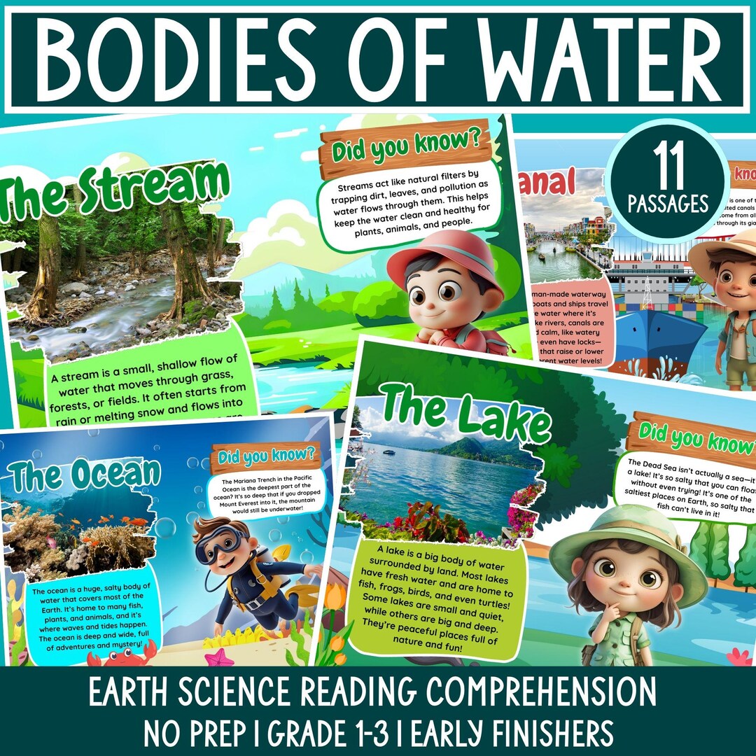 Bodies of Water Printable Book: Preschool Earth Day Science (PDF ...