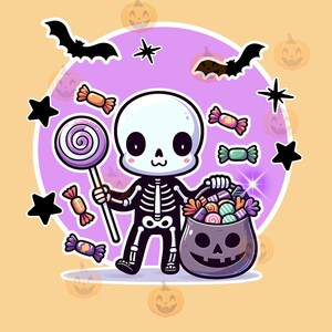 Cute Skeleton, Trick or Treat, Halloween, PNG, SVG, for Kids, Candies ...