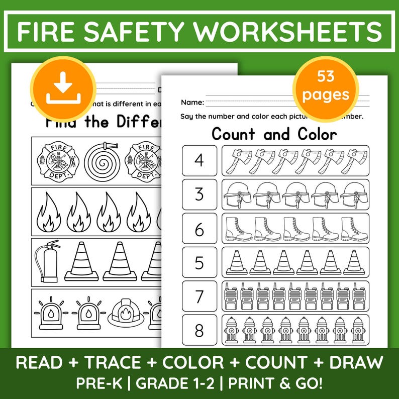 Fire Safety Worksheets and Activities for Kids | Preschool Kindergarten ...