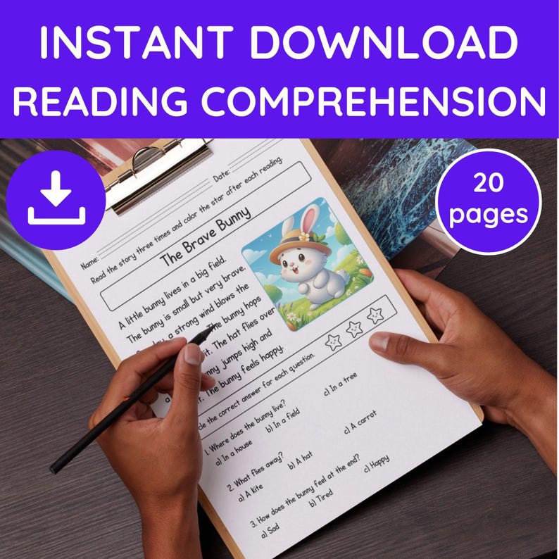 20 Printable Reading Comprehension Worksheets for Kindergarten and 1st ...