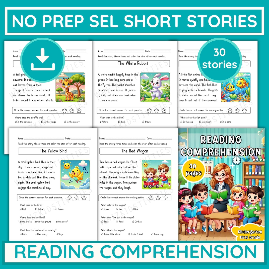 Reading Comprehension Worksheets: Short Stories & Questions, Prek-grade ...