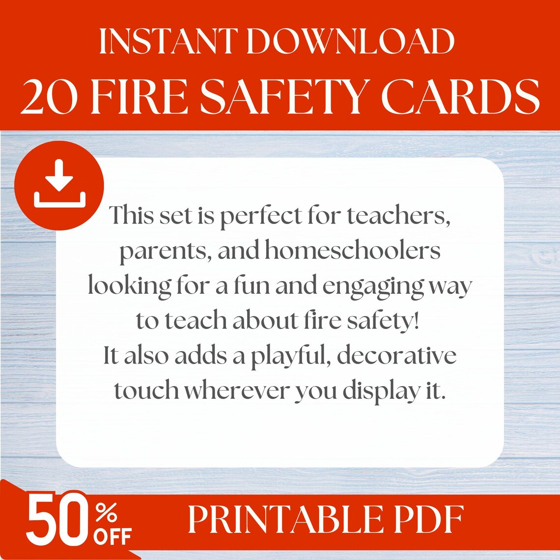 20 Fire Safety Flashcards for Kids, Watercolor Fire Safety Learning ...