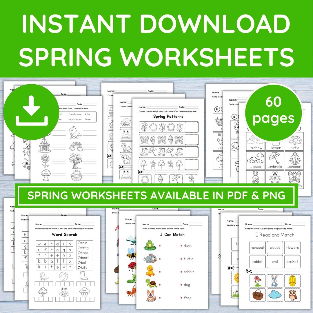 60-page Spring Preschool Worksheet Bundle Tracing, Counting, Coloring ...