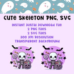 Cute Skeleton, Trick or Treat, Halloween, PNG, SVG, for Kids, Candies ...